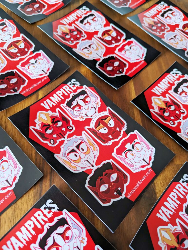 Vampire Headshot Sticker Sheet – The Windy & Wallflower Shop